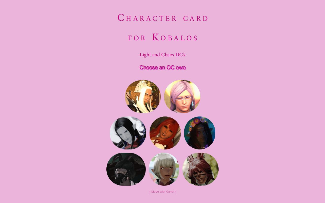 Kobalos' character carrd